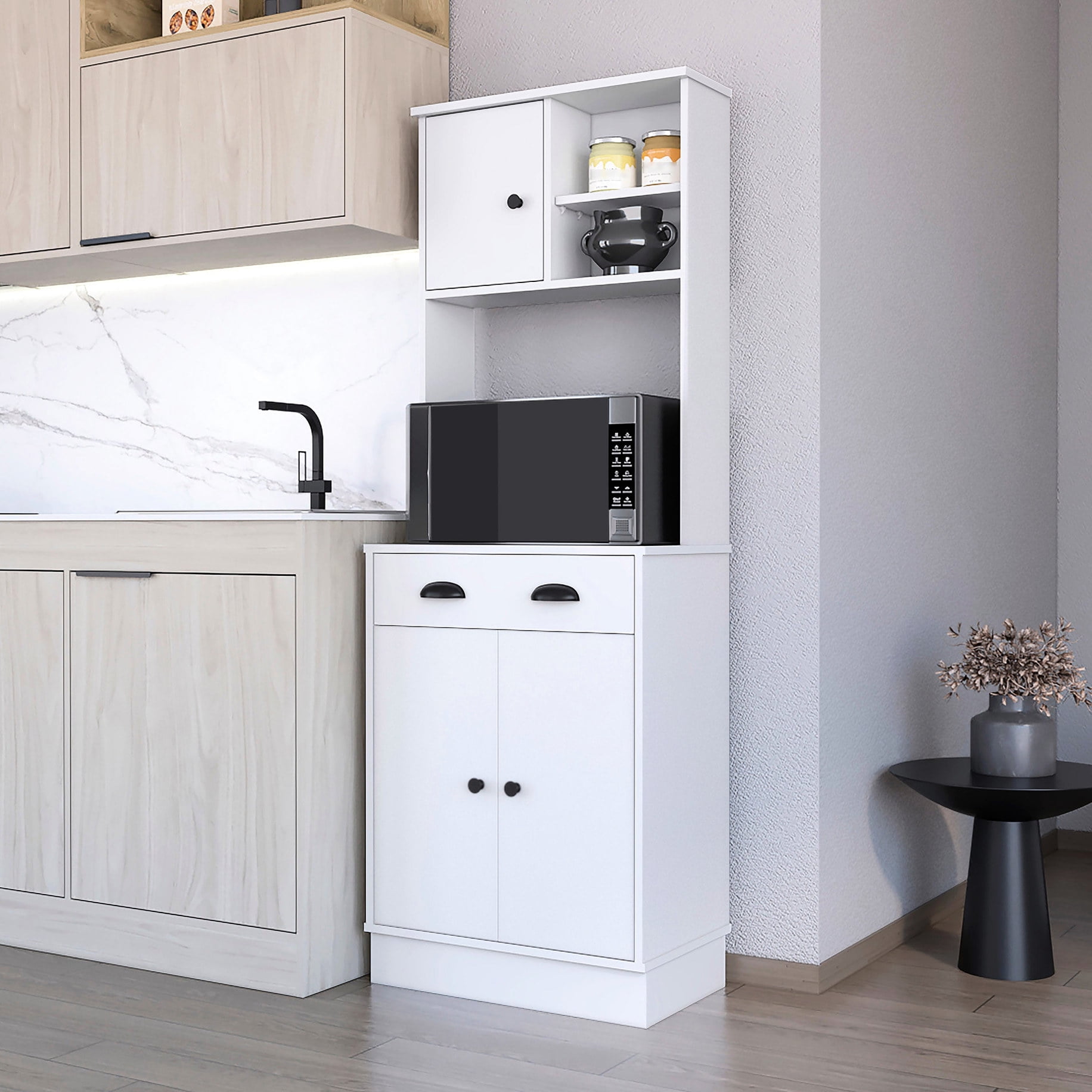 White 3-Door 1-Drawer Cabinet | Multiple Storage Areas, Fits in Tight ...