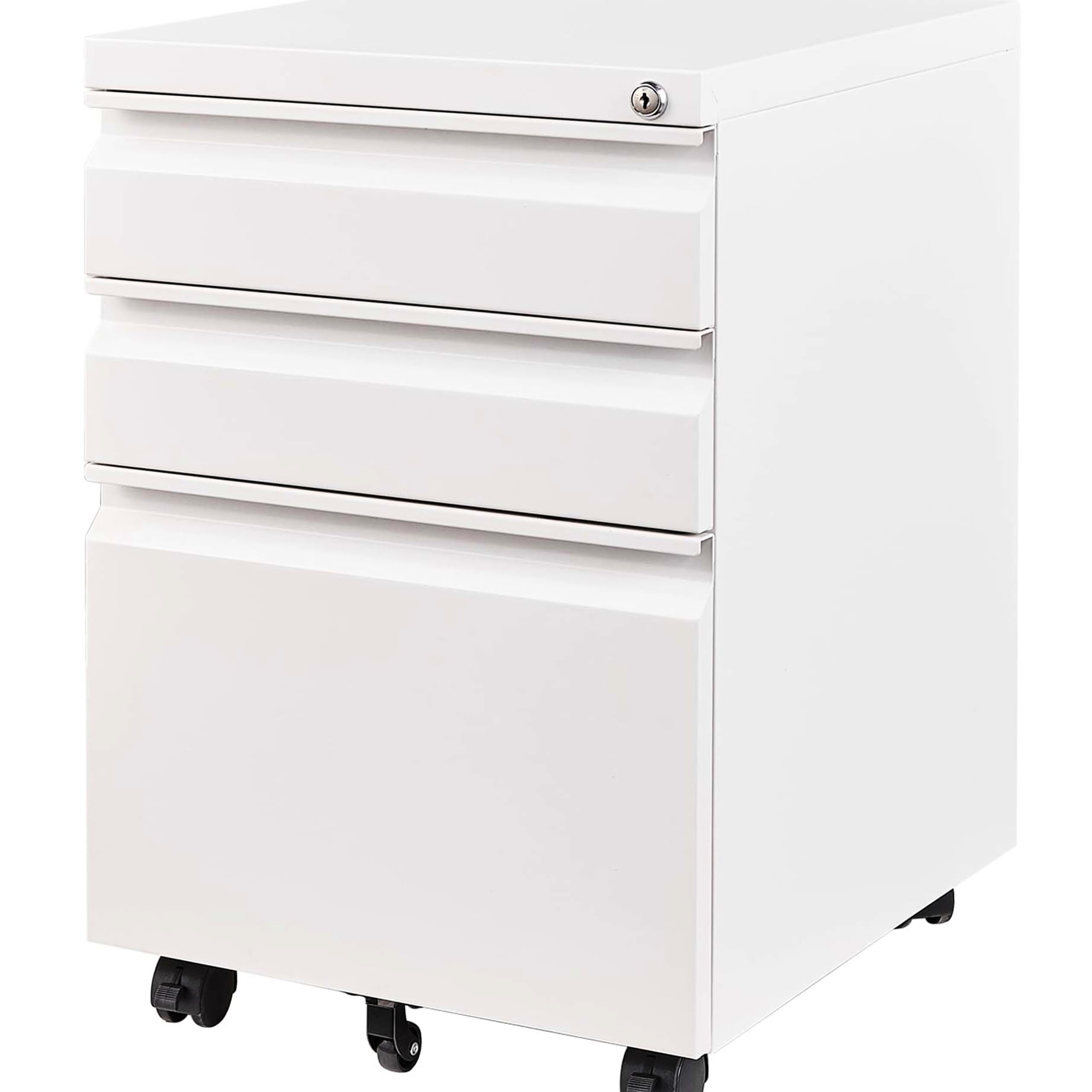 White 3 Drawer Filing Cabinet With Lock For Office. Fully Assembled ...
