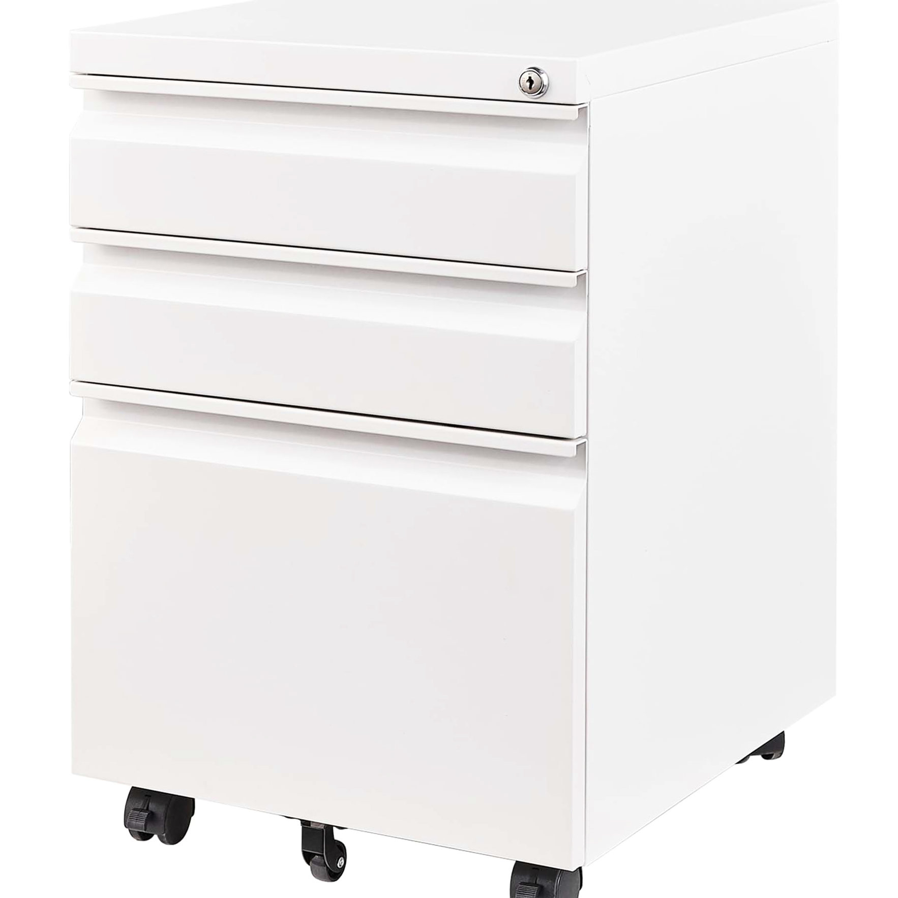 White 3-Drawer Office File Cabinet - Reinvent Workspace with Removable ...