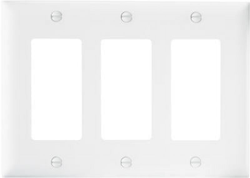White 3 Gang 3 Decorator Openings Nylon Wall Plate UL CSA, Each ...