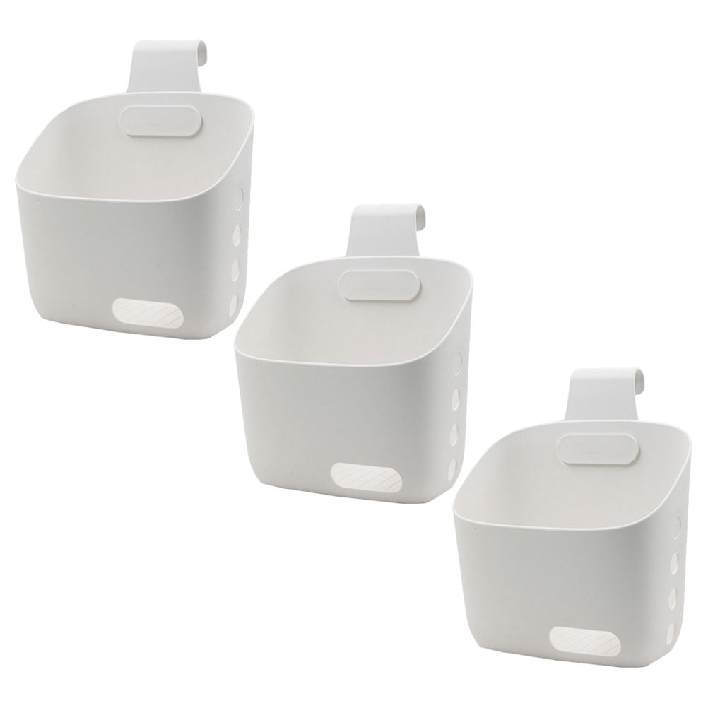White 3 Pcs Hook Plastic Hamper Decorative Storage Baskets Ginger ...