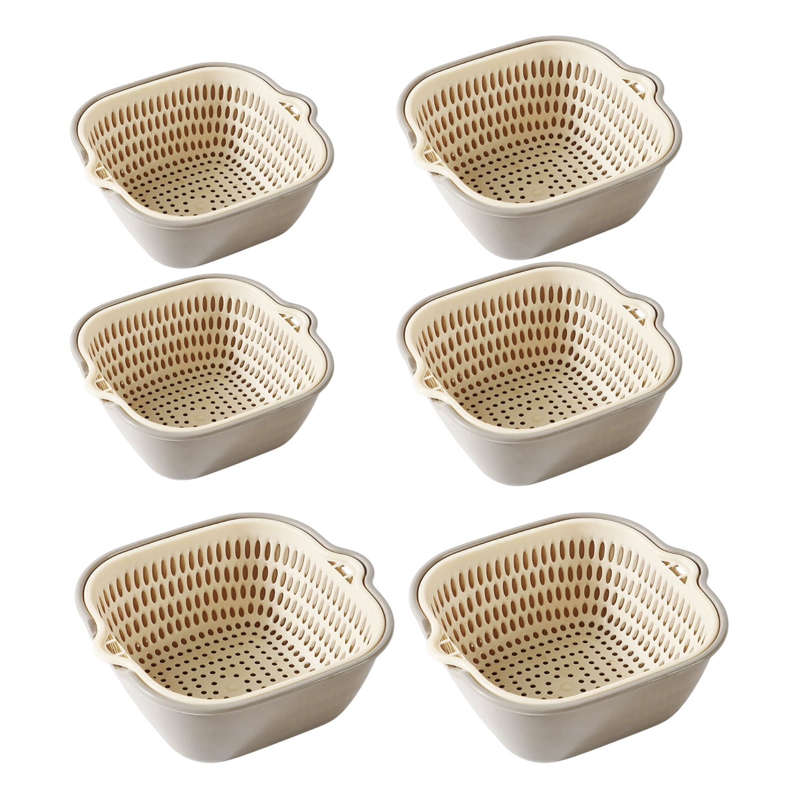 White 3-Piece Multi Size Food Grade Draining Basket Set With ...