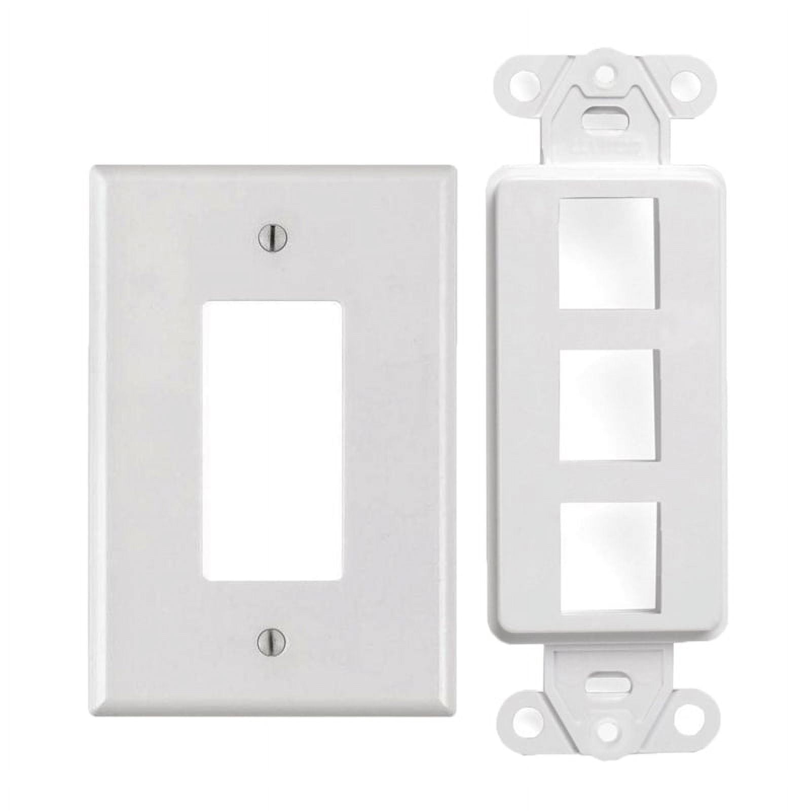 White 3 Port Decora Keystone Snap-in Jack Modular Wall Insert Cover ...
