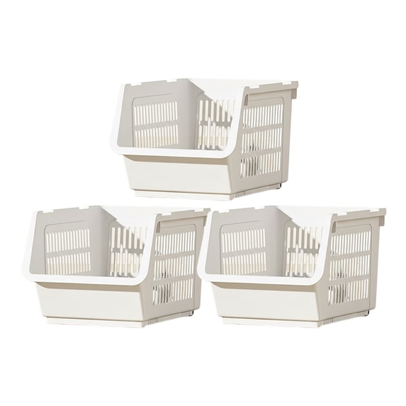 White 3 Tier Abs Draining Basket With Wheels Stackable Storage Basket ...