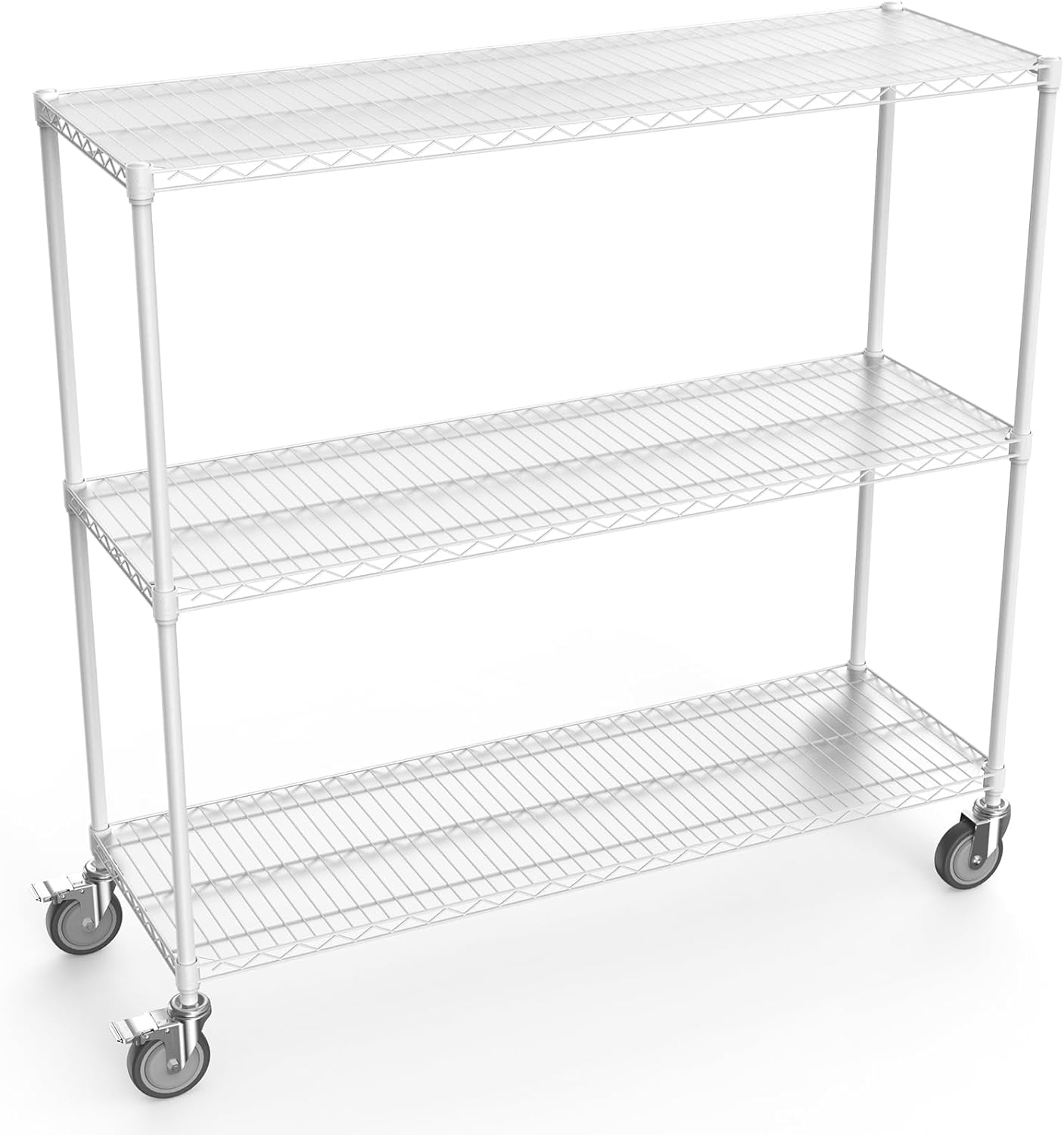 White 3 Tier NSF Metal Shelf Wire Shelving Unit, 18"D x 48"L x 54"H ...