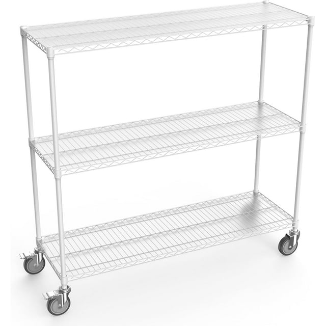 White 3 Tier NSF Metal Wire Shelving Units with Shelf Liners, 3000lbs ...