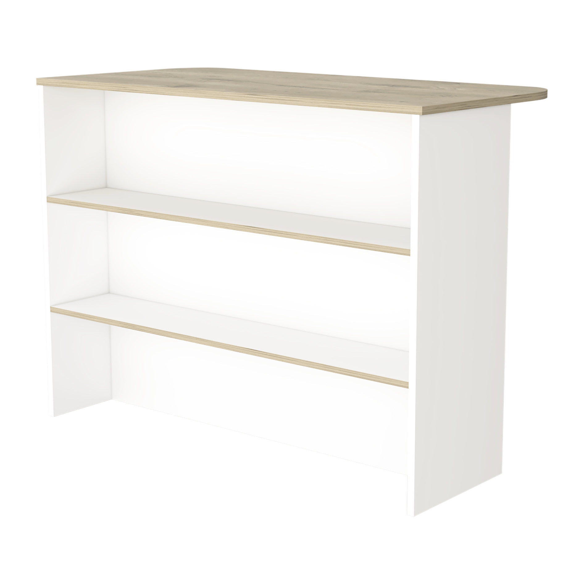 White 3 - Tier Shelf Kitchen Island of Light Pine for Spice Storage and ...