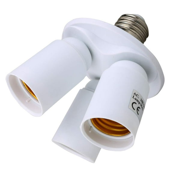 White 3-in-1 LED Light Bulb Socket Splitter – 4.1" E26/E27, Heat ...