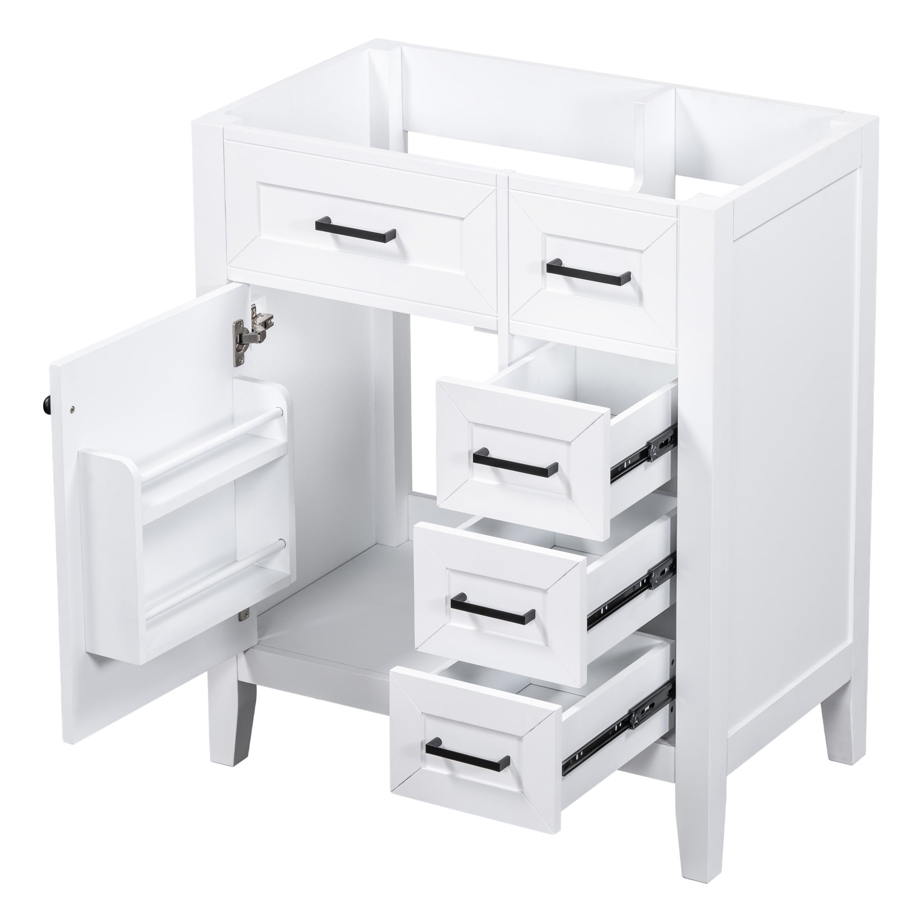 White 30" Bathroom Vanity - Drawer Cabinet With Durability Board ...