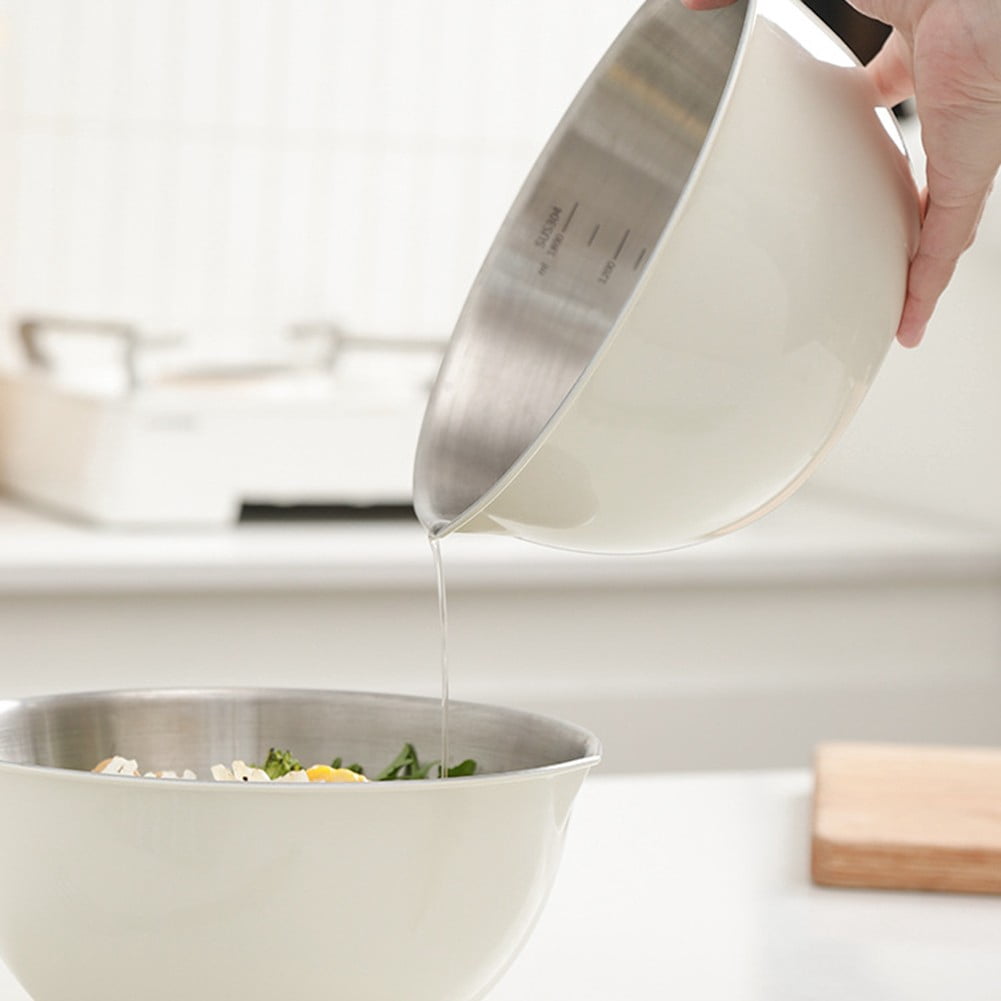 White 304 Stainless Steel Salad Basin, Kitchen Baking And Mixing Basin ...
