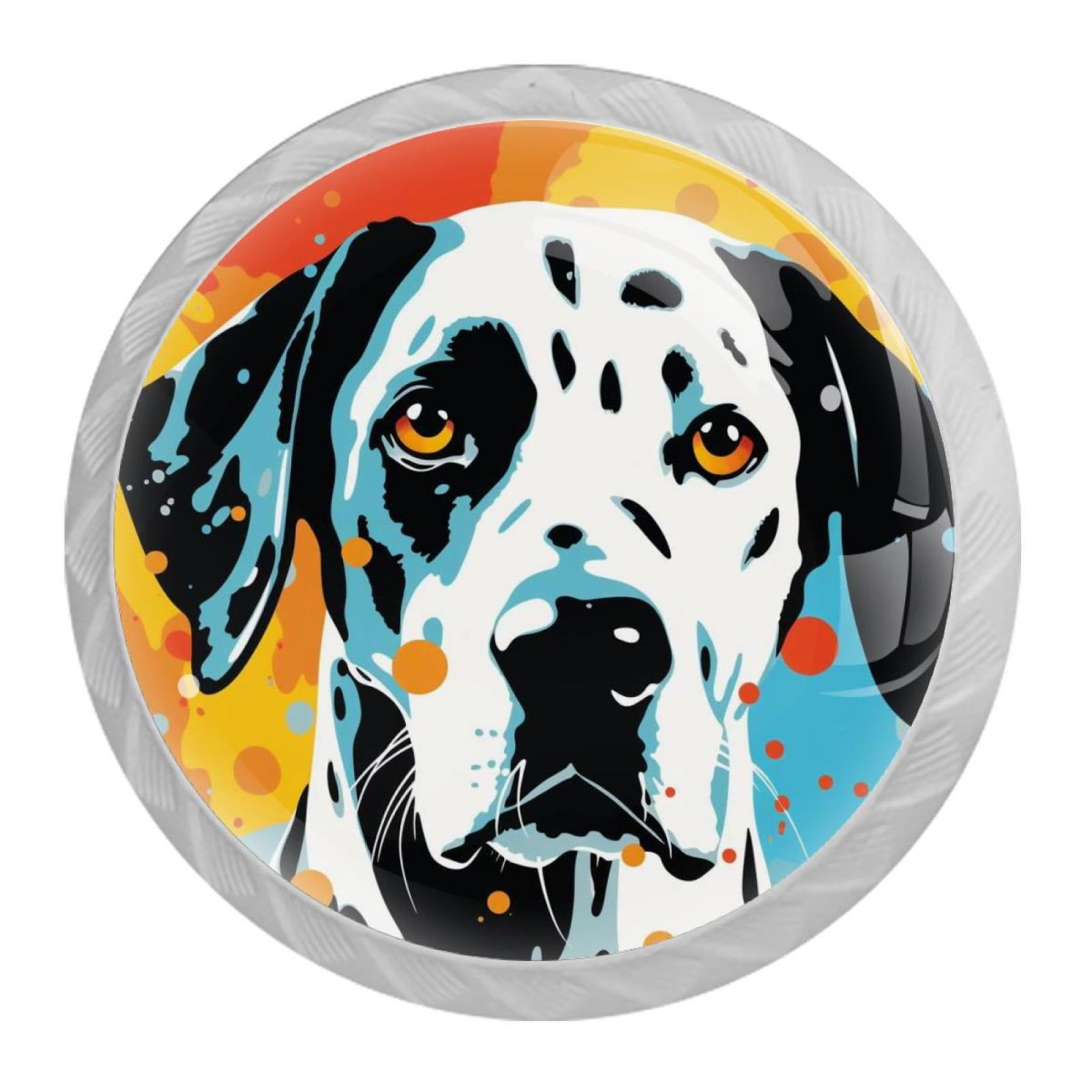 White 35mm Cabinet Knobs Pulls Colored Dalmatian Pattern Glass ABS ...