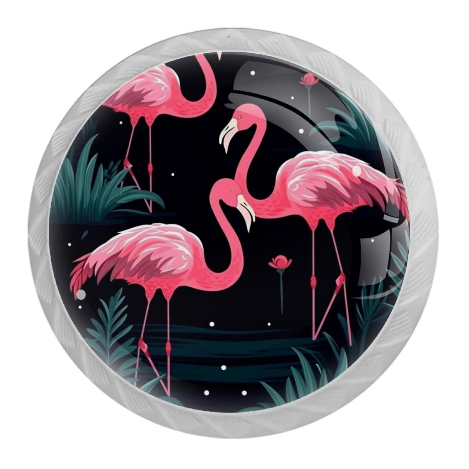 White 35mm Cabinet Knobs Pulls Rainforest Flamingo Night Glass ABS ...