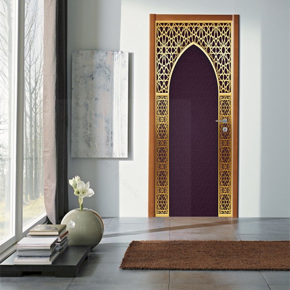 White 3D Self-adhesive Door Sticker Art Arch Refurbish Poster Muslim ...