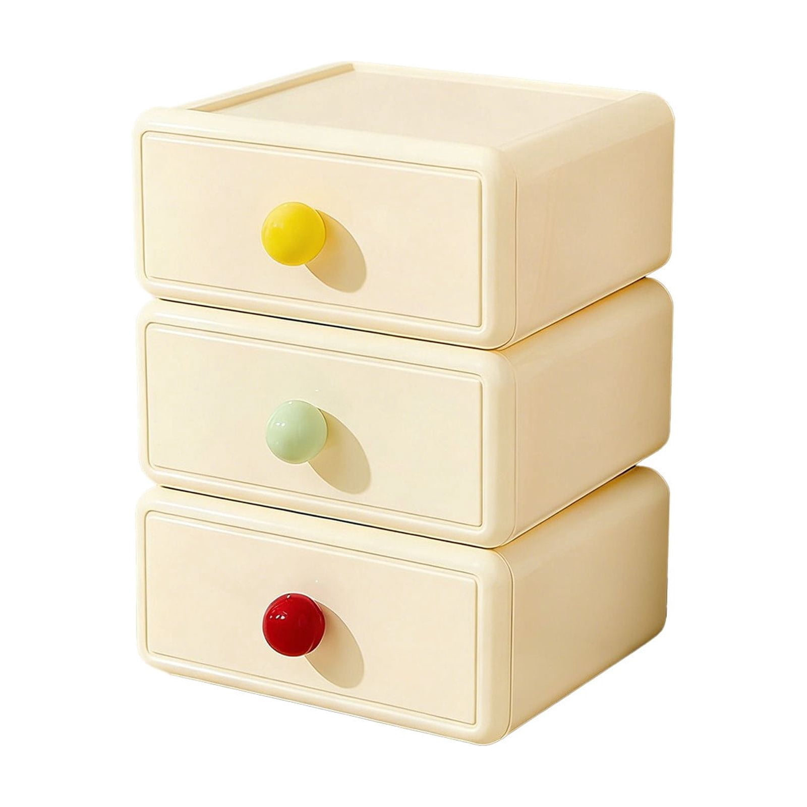 White 3Pcs Drawer Style Desktop Organizer Set Multi Color Storage Box ...