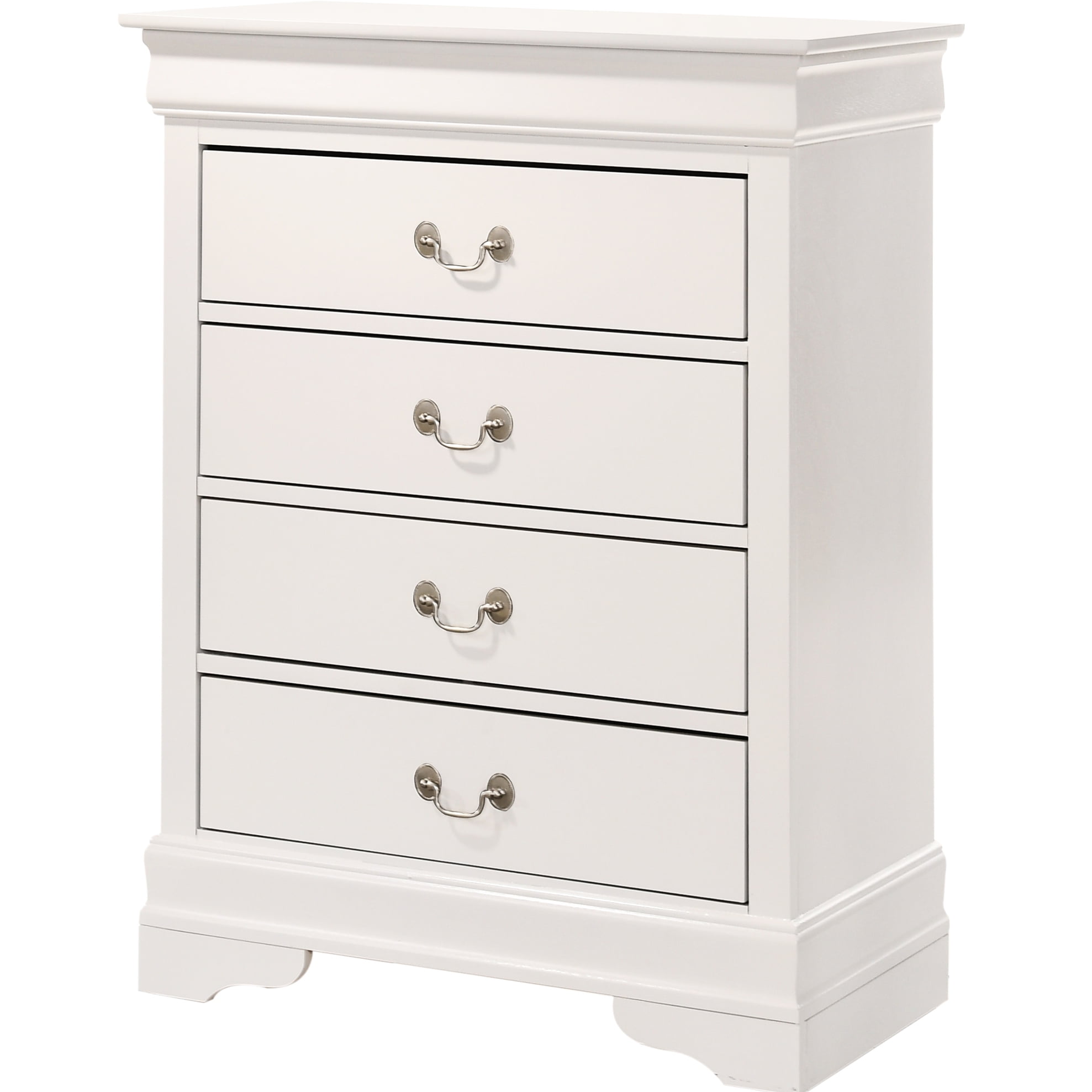 White 4 Drawer Bedroom Chest - Traditional Style With Attractive Bases ...