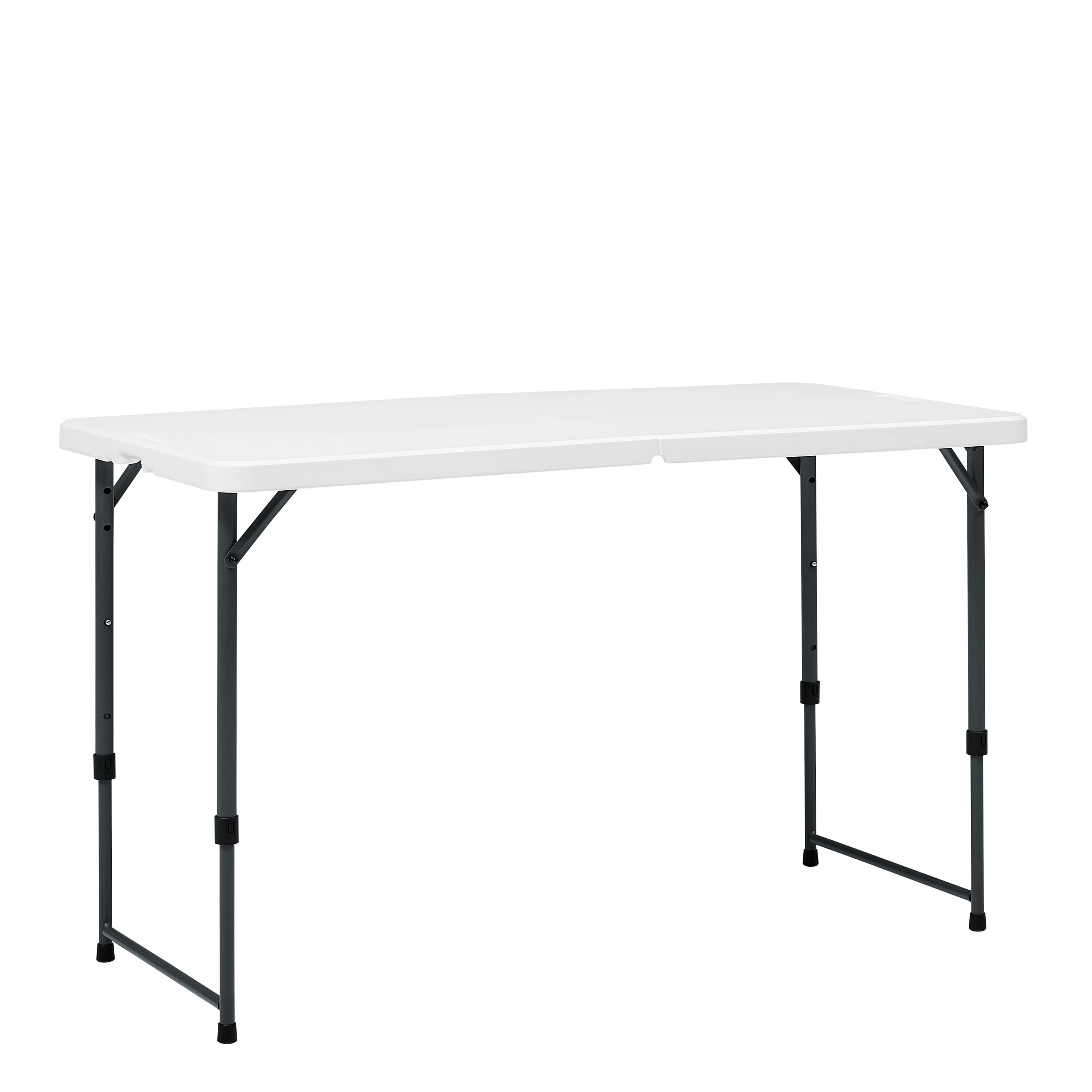 White 4-Foot Adjustable Height Folding Plastic Table, Easy Fold, Indoor ...