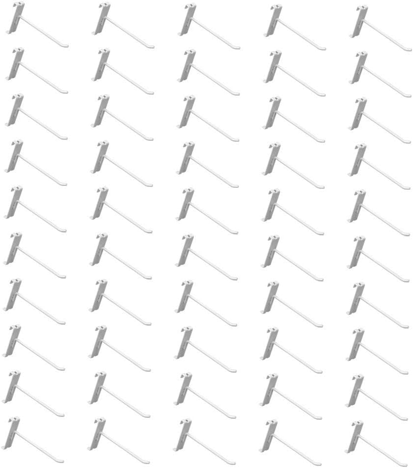 White 4" Long GridWall Wire Metal Hooks Display Grid Panel Hanger ...