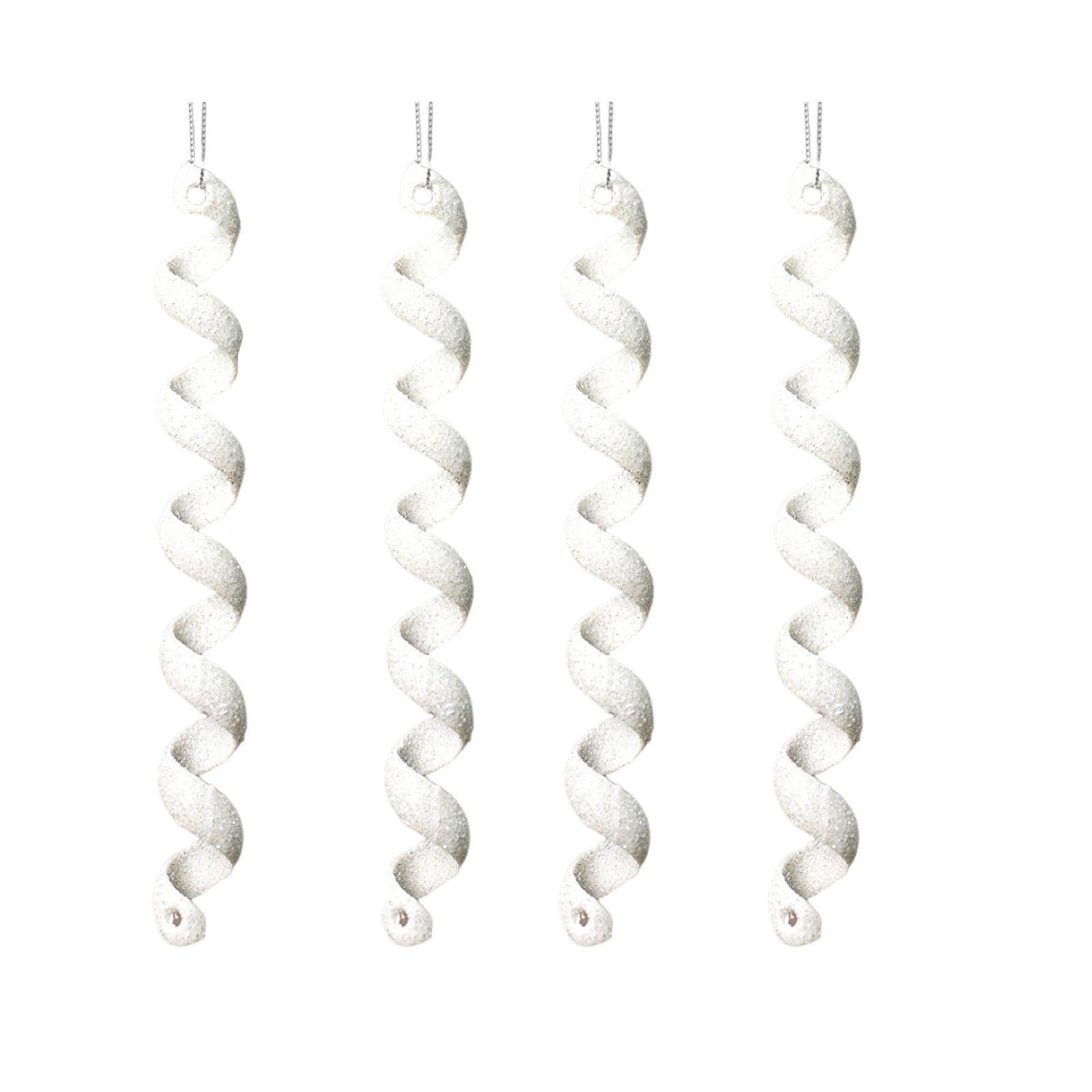 White 4-Pack White Christmas Ice Icicle Ornaments, Plastic Resin ...