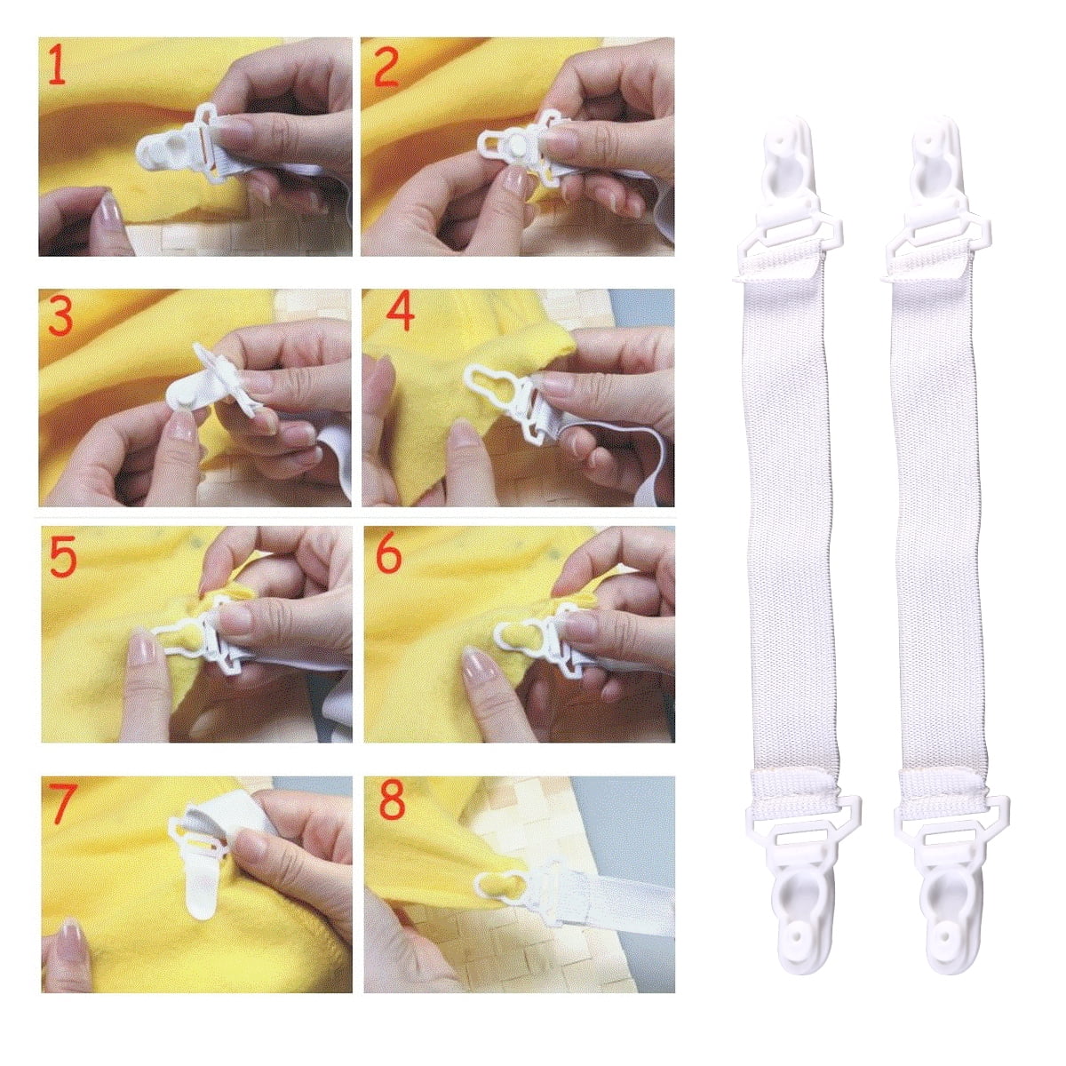 White 4 Pcs Bed Linen Fasteners Sheet Clamps Holder Fixing Clip ...