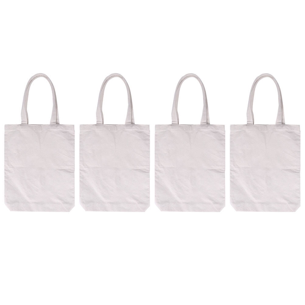 White 4 Pcs Canvas Books Bag Baggies Eco Washable One Shoulder Student ...