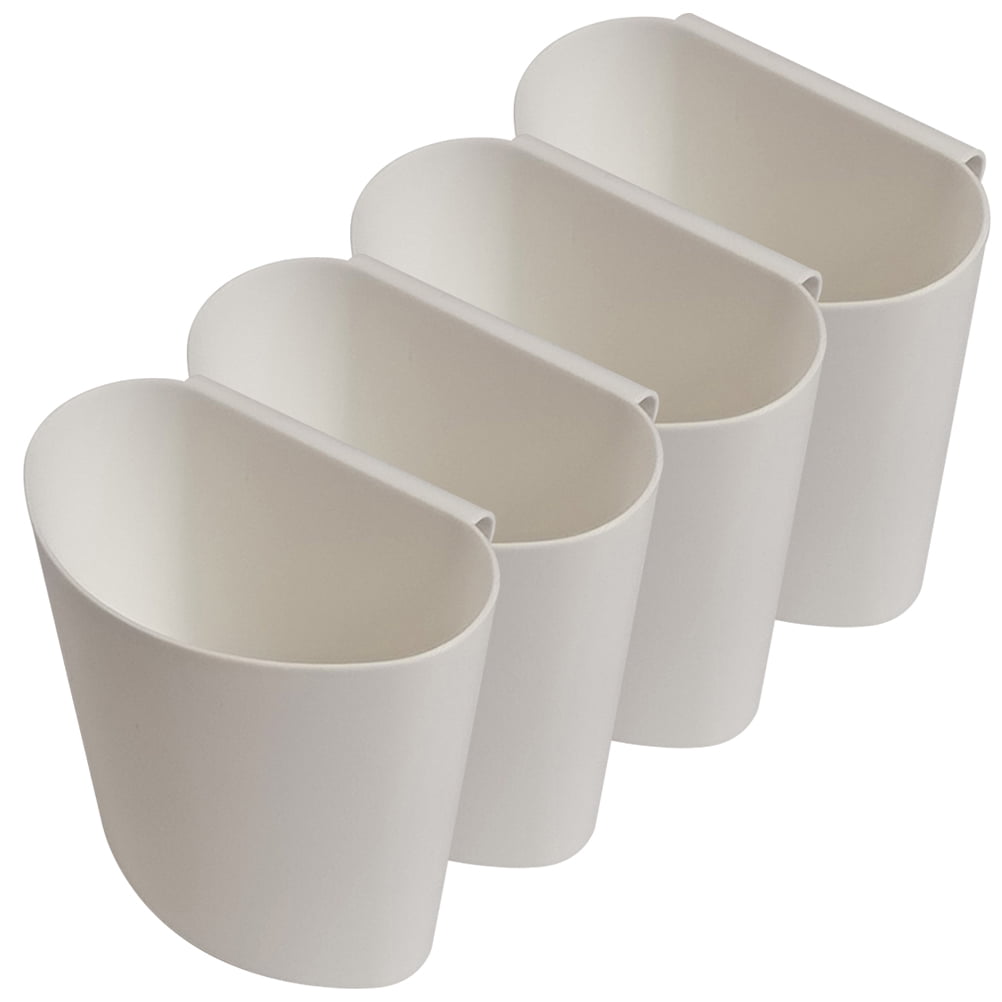 White 4 Pcs Plastic Trash Cab Bucket Portable Storage Basket Organizer ...