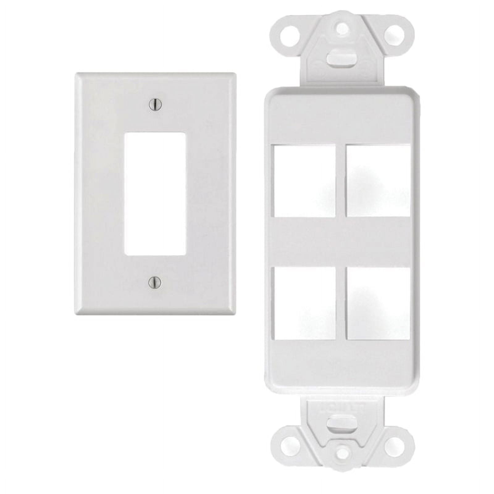 White 4 Port Decora Keystone Snap-in Jack Modular Wall Insert Cover ...