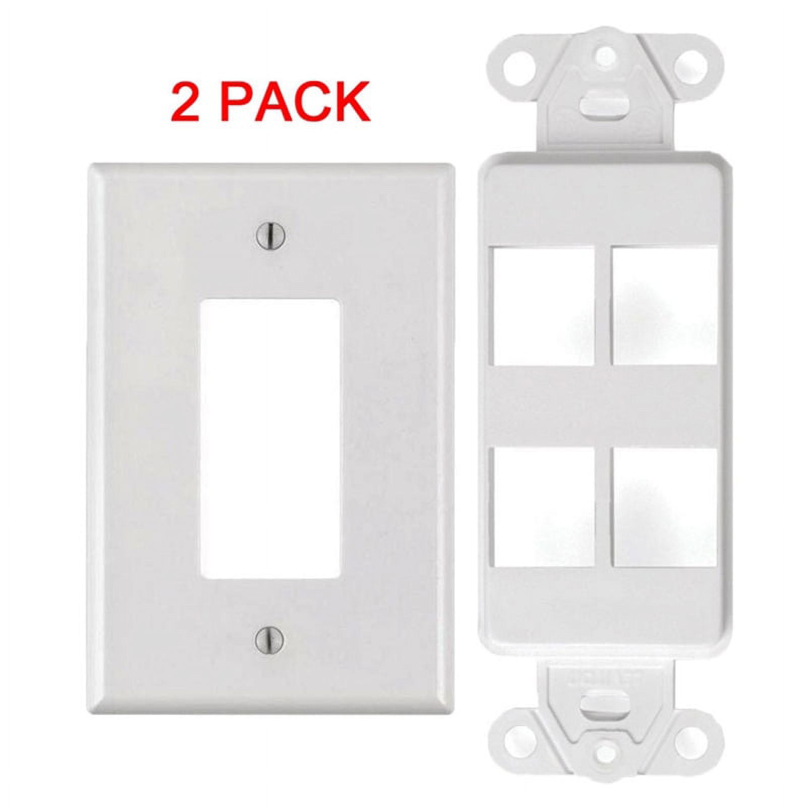 White 4 Port Decora Keystone Snap-in Jack Modular Wall Insert Cover ...