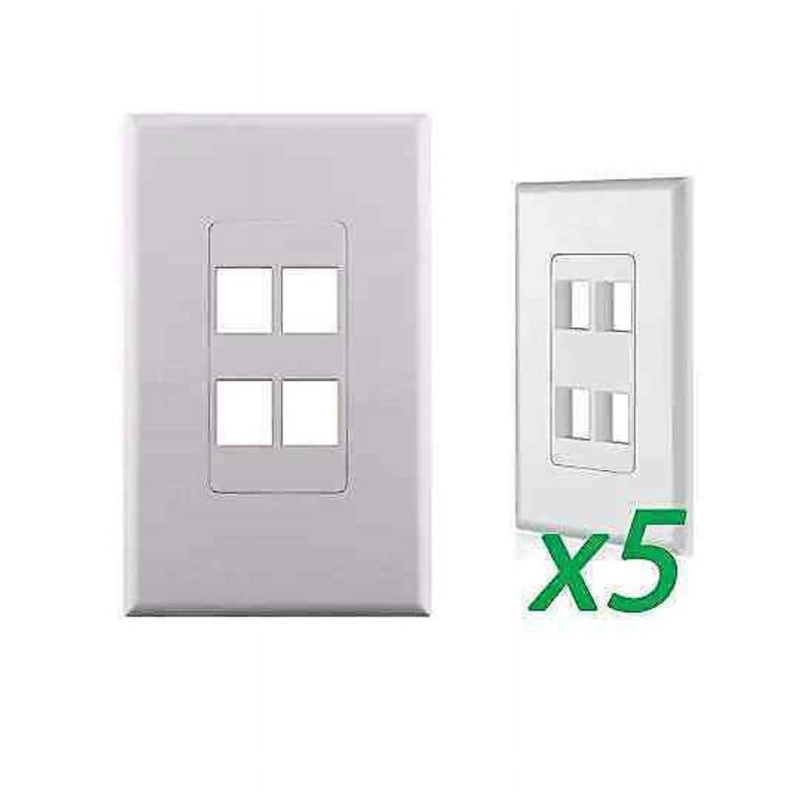 White 4-Port Port Screwless Decora Keystone Jack Wall Insert Cover ...
