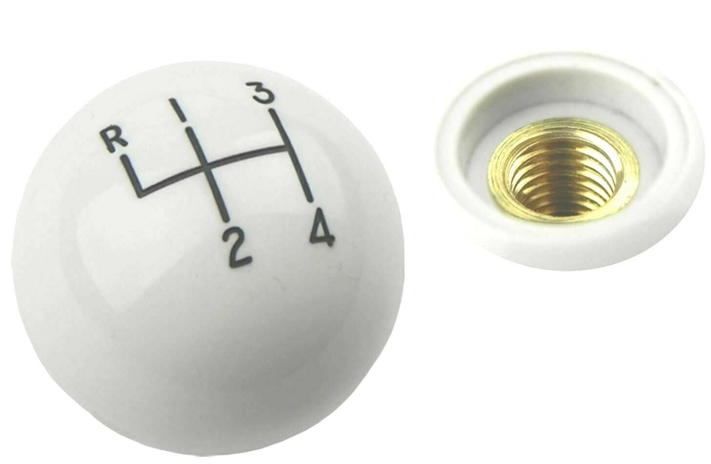 White 4 Speed Hurst Gear Shift Knob 3/8"-16 Thread & Lock Nut 1964-72 ...