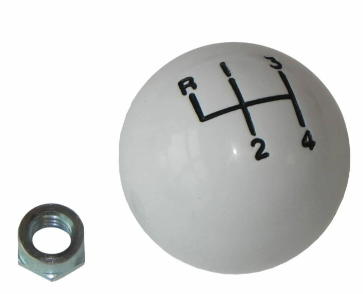 White 4 Speed Shifter Knob Ball & Lock Nut 1964-1972 Pontiac GTO Lemans ...