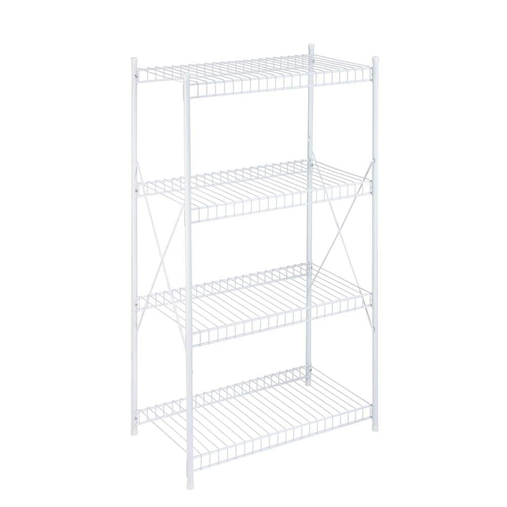 White 4-Tier Metal Wire Shelving Unit (23 in. W x 41 in. H x 13 in. D ...