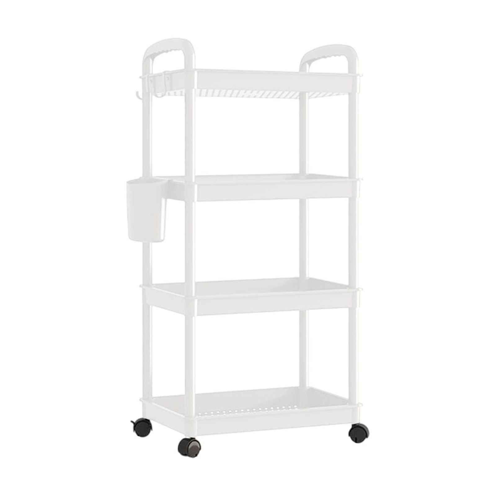 White 4 Tier Mobile Storage Cart With Wheels, Slim Rolling Organizer ...