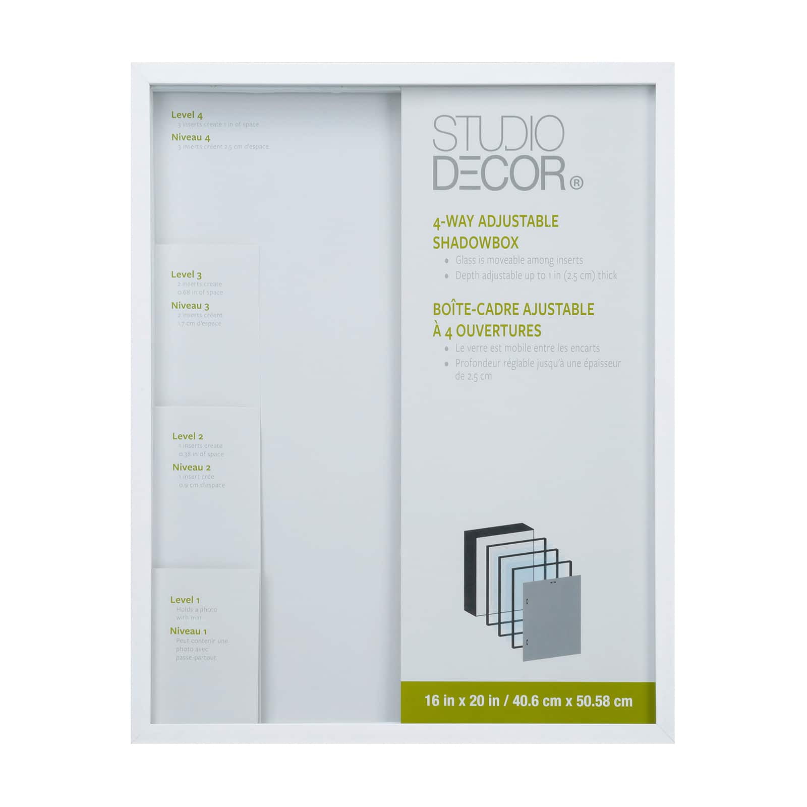 Studio Décor White 4-Way 16” x 20” Shadow Box Frame - Display Case for ...