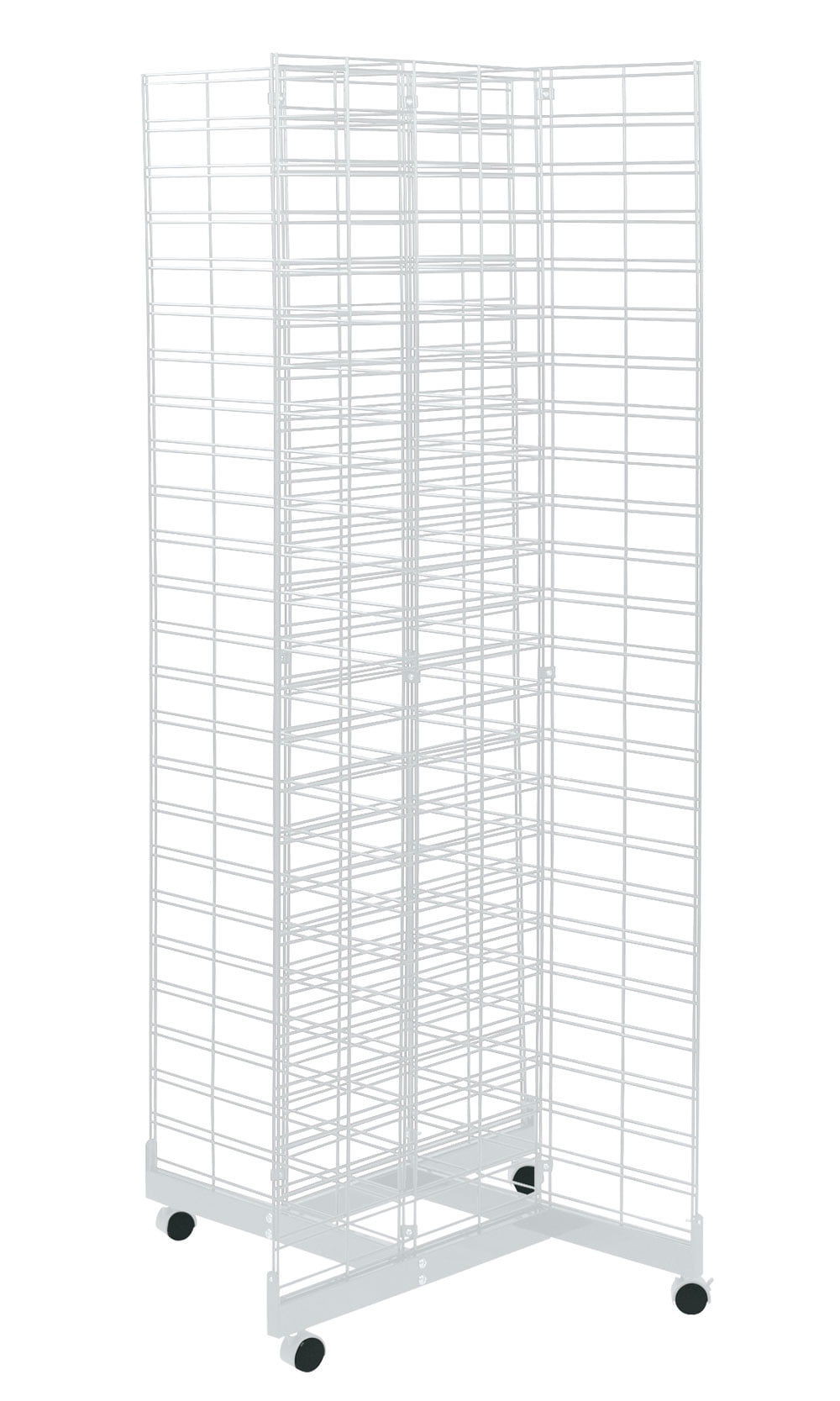 SSWBasics White 4-Way Slat Grid Wall Tower with Base and Casters ...