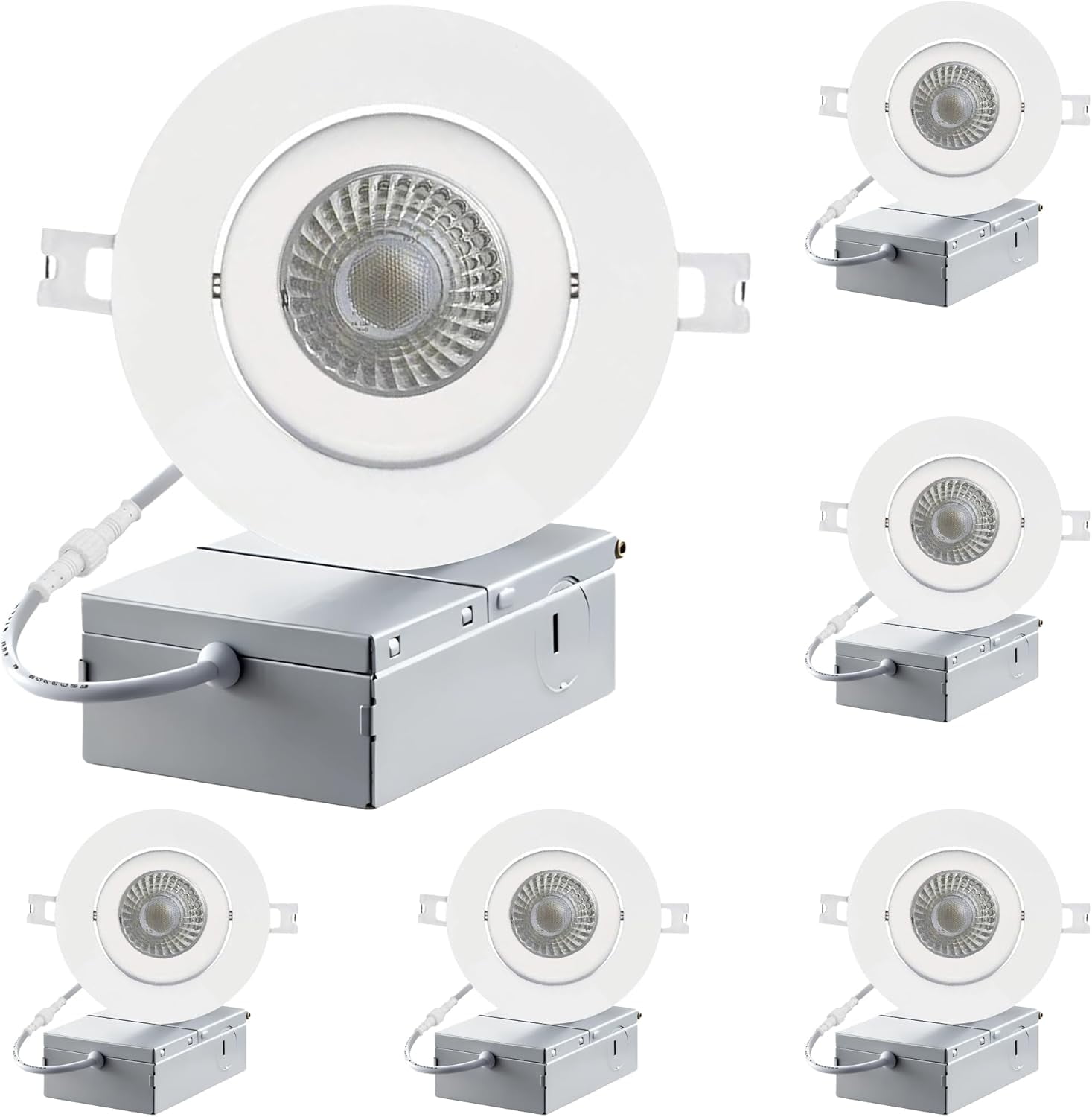 White 4-inch Integrated Panel with Gimbal 6000K Cool White 7W 560lm ...