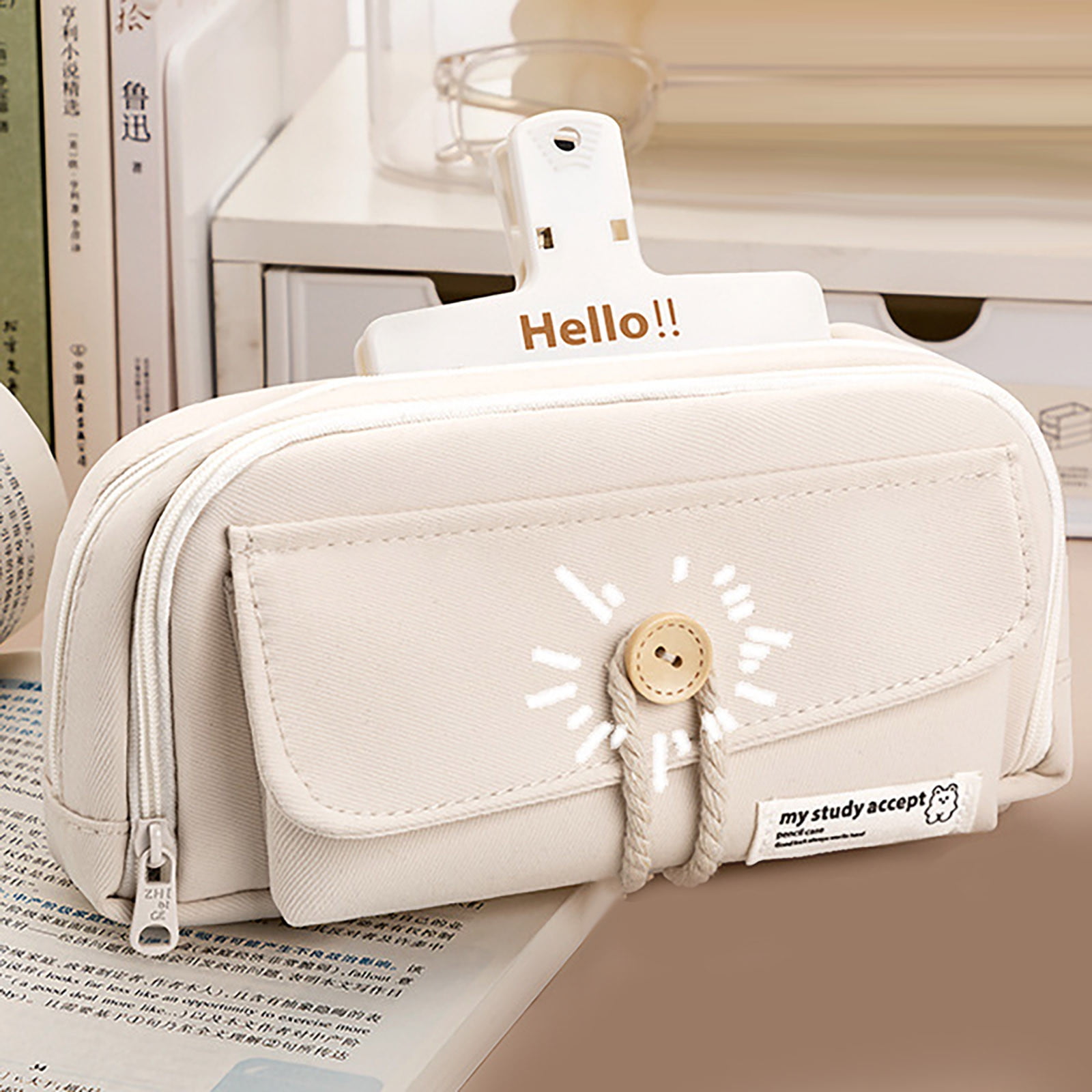 White 4-layer Japanese Pencil Case, Large Capacity Pencil Case ...