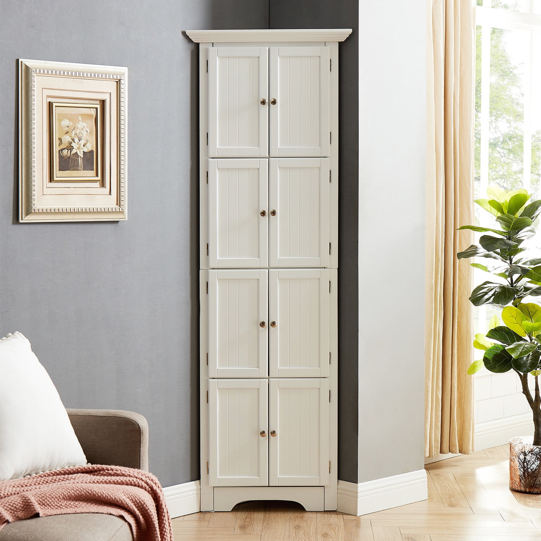 White 4-shelf Storage Cabinet for Multiple Rooms - Create a Simple and ...