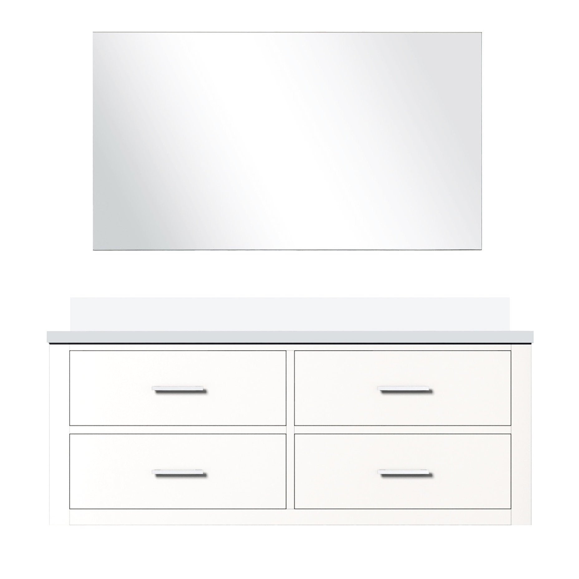 White 48x22 in. Bath Vanity | 43 in. Mirror, MDF Filler | Bathroom ...