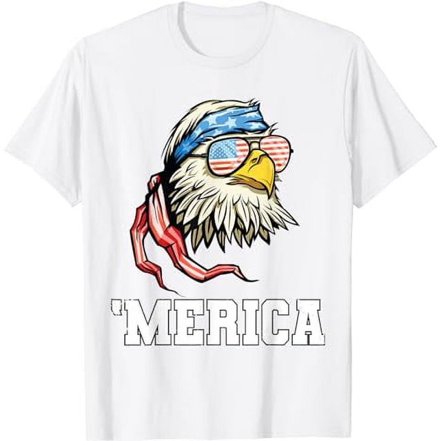 White 4th of July Merica USA Flag Bald Eagle Patriotic Veteran T-Shirt - Walmart.com