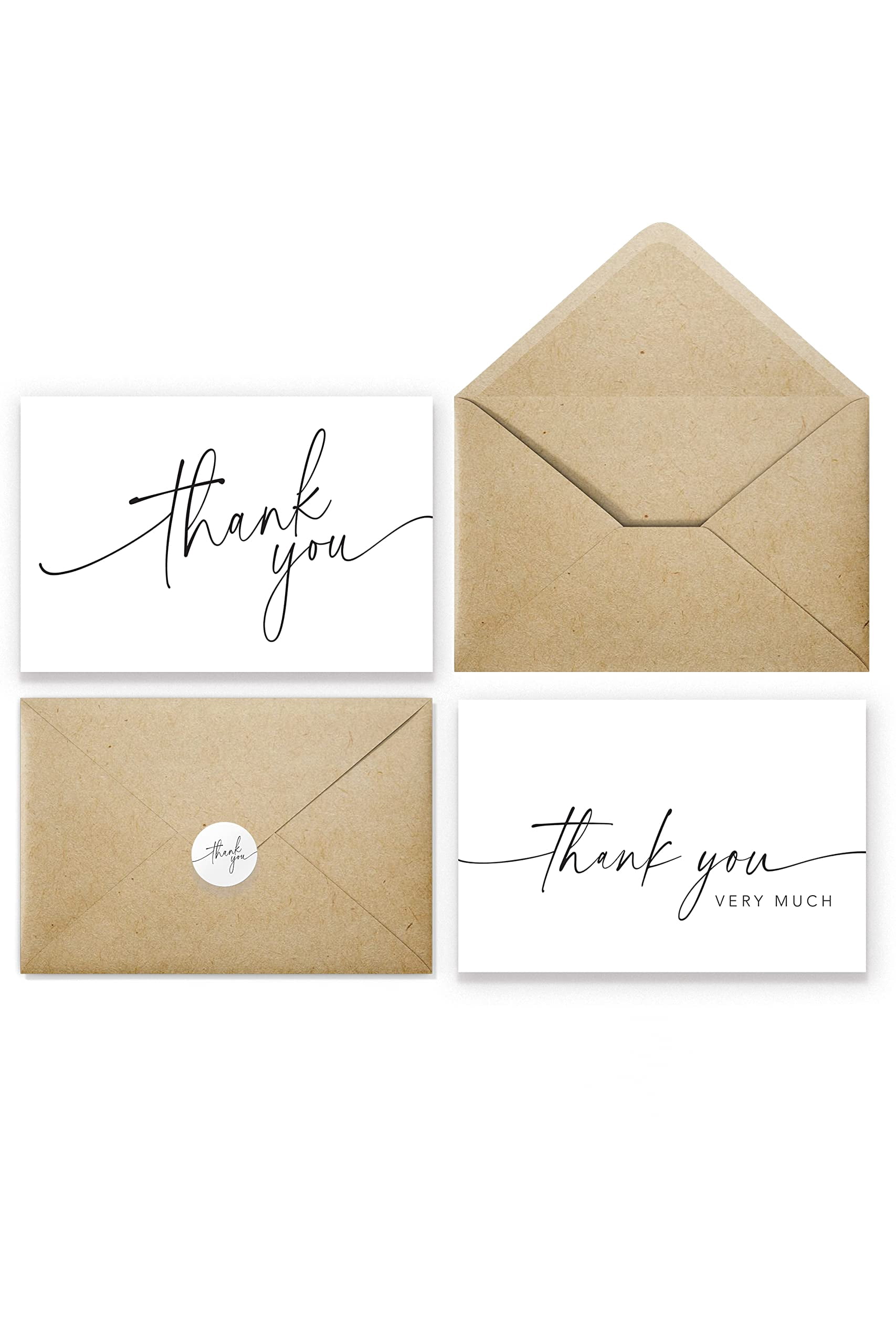 White 4x6 Inch Thank You Note Cards Bulk Pack 100 Count For Weddings ...