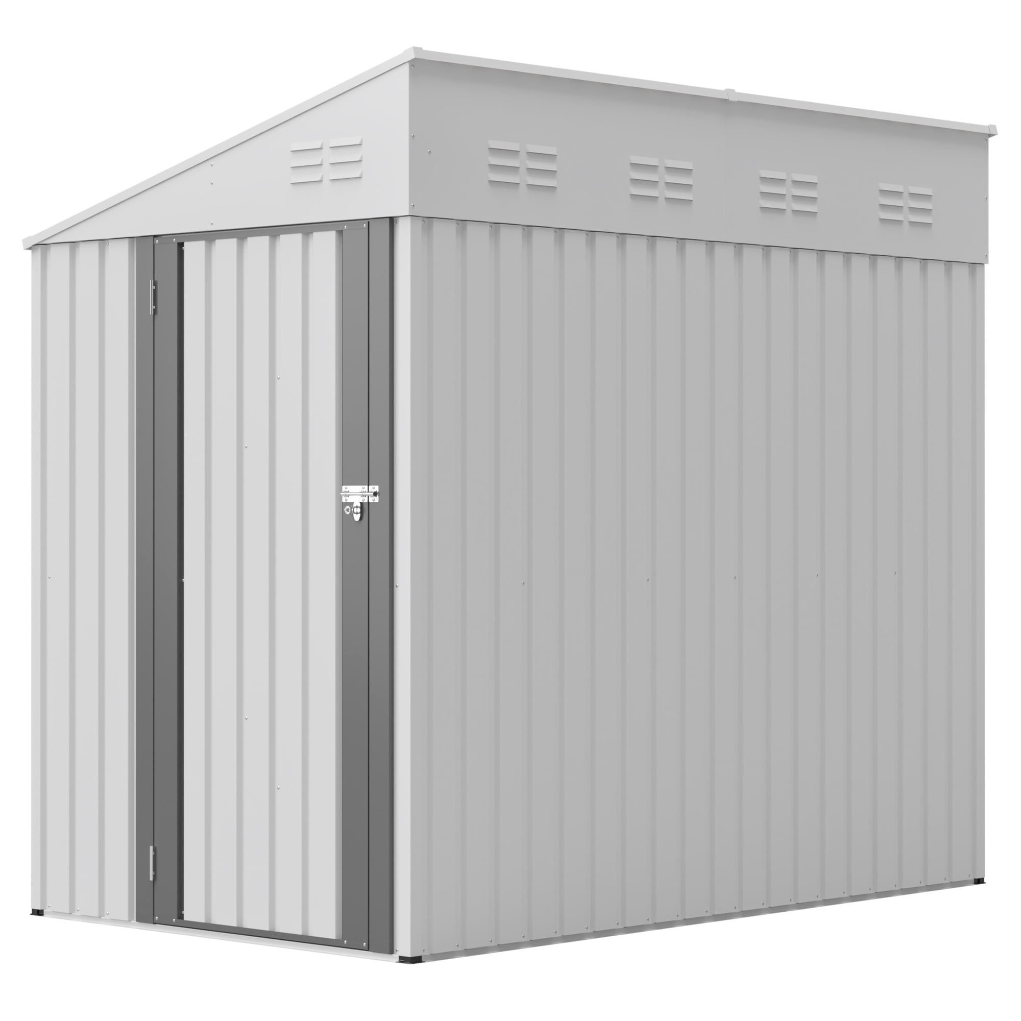 White 4x7 Lean-To Shed Heavy-Duty Metal Outdoor Storage Easy Assembly ...