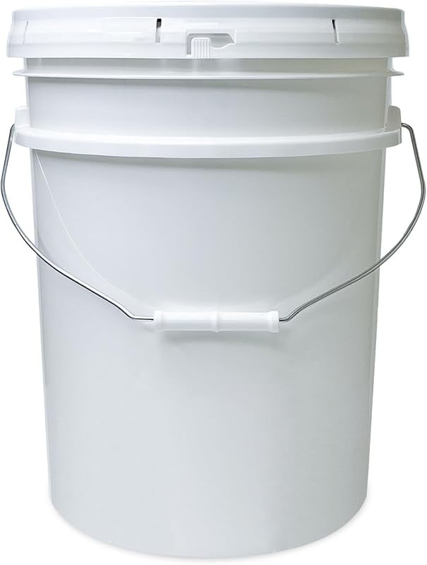 White 5-Gallon Bucket with Lid | Made in USA | Food Grade | Heavy-Duty ...