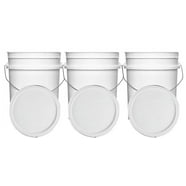 5-Gallon White Bucket Pail with Lid, Food Grade, Heavy-Duty, Easy Carry ...