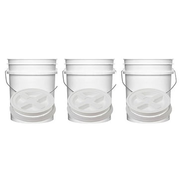 5 Gallon White Bucket & Gamma Seal Lid - Food Grade Plastic Pail ...