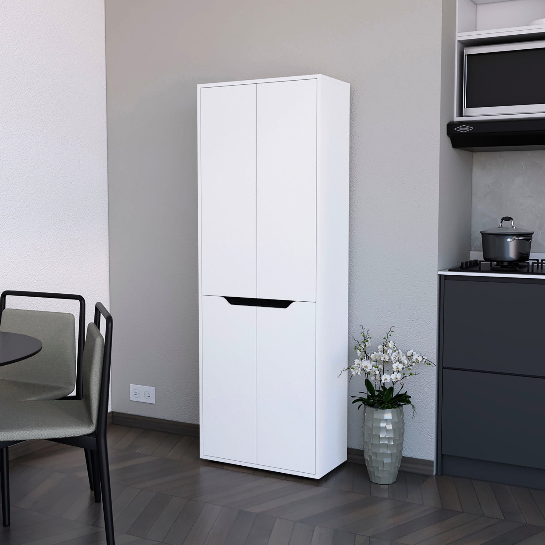 White 5-Shelf Design - Organized Storage with Double-Door Cabinets ...