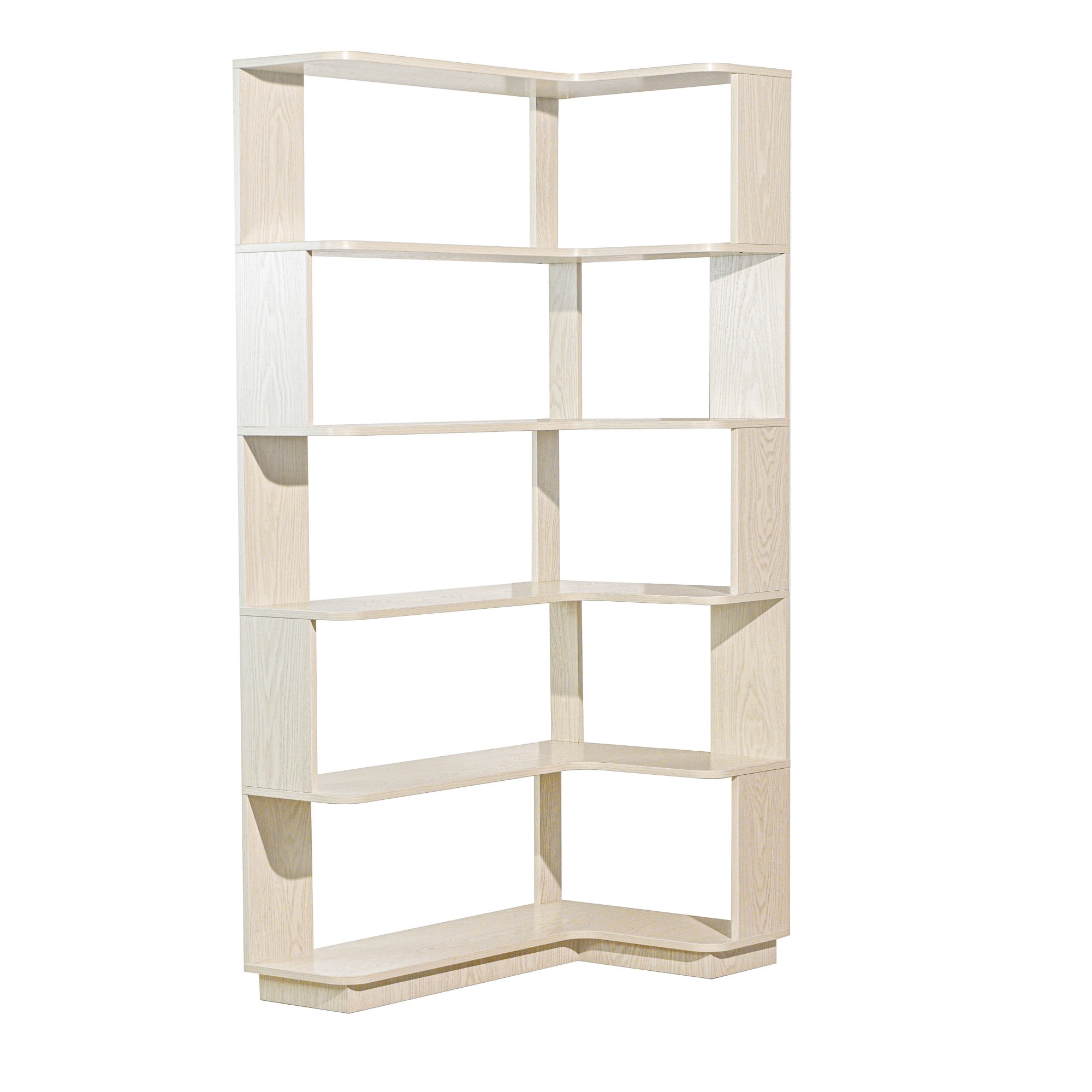White 5-Tier Corner Bookshelf,Extended 35" L-Shaped, Anti-Tip Open ...