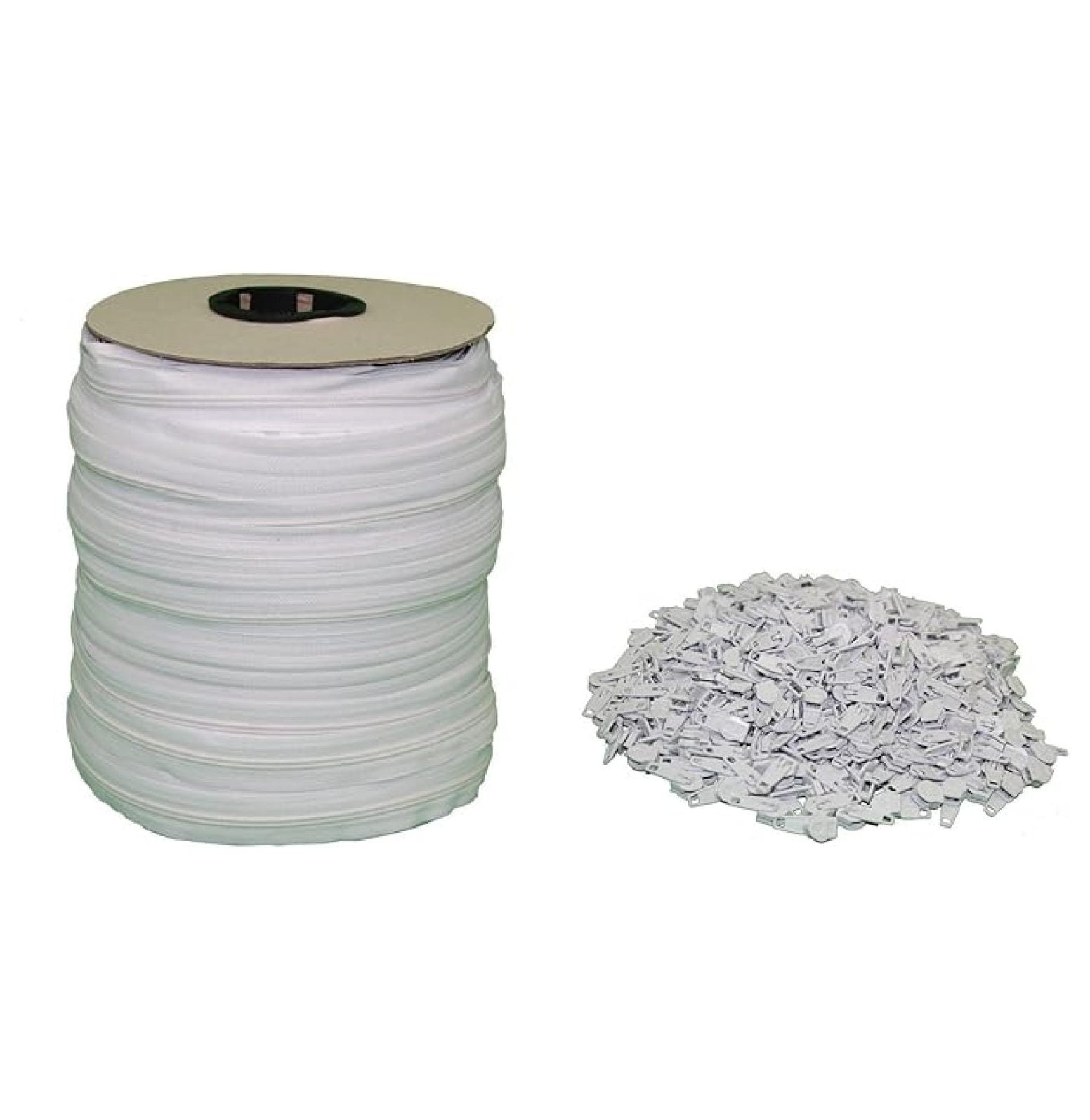 White #5 Zipper 250 Yard Roll with 200 Heads - WABRINY Heavy Duty ...