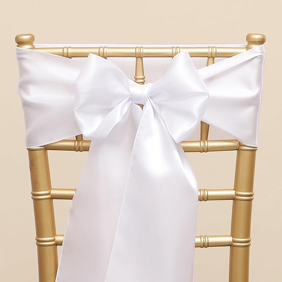 White 50 Count Satin Chair Sashes Bows Event Decor - Walmart.com
