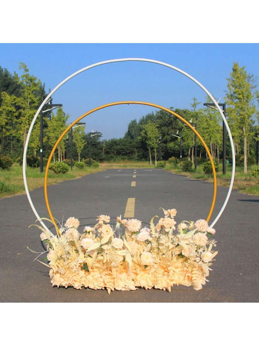 White 6.6FT Round Backdrop Stand, Balloon Arch Stand, Large Wedding ...