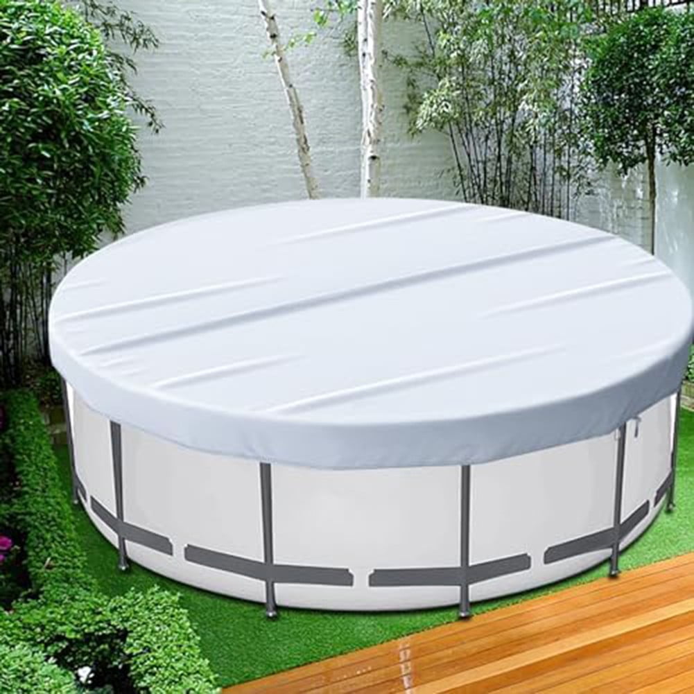 White 6/8/10/12/15/18Ft 210D Courtyard Circular Pool Cover Furniture ...